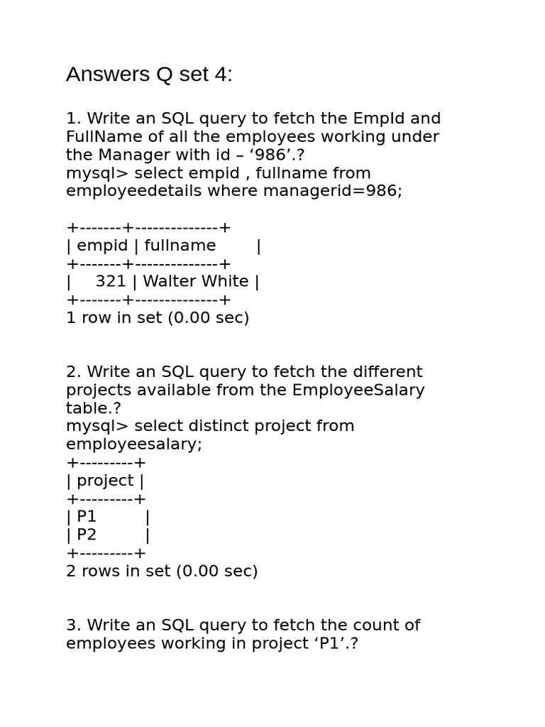 SQL Queries for Employee Management | PDF | Sql | Information Retrieval