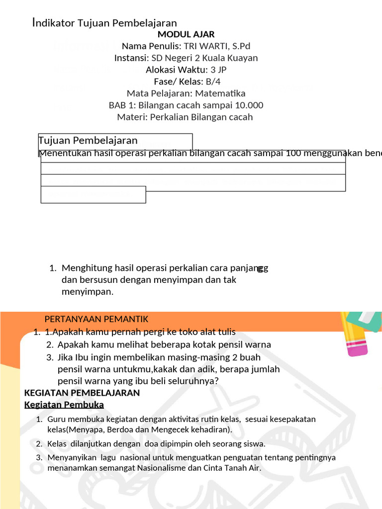 Modul Ajar Perkalian Kelas 4 SD | PDF