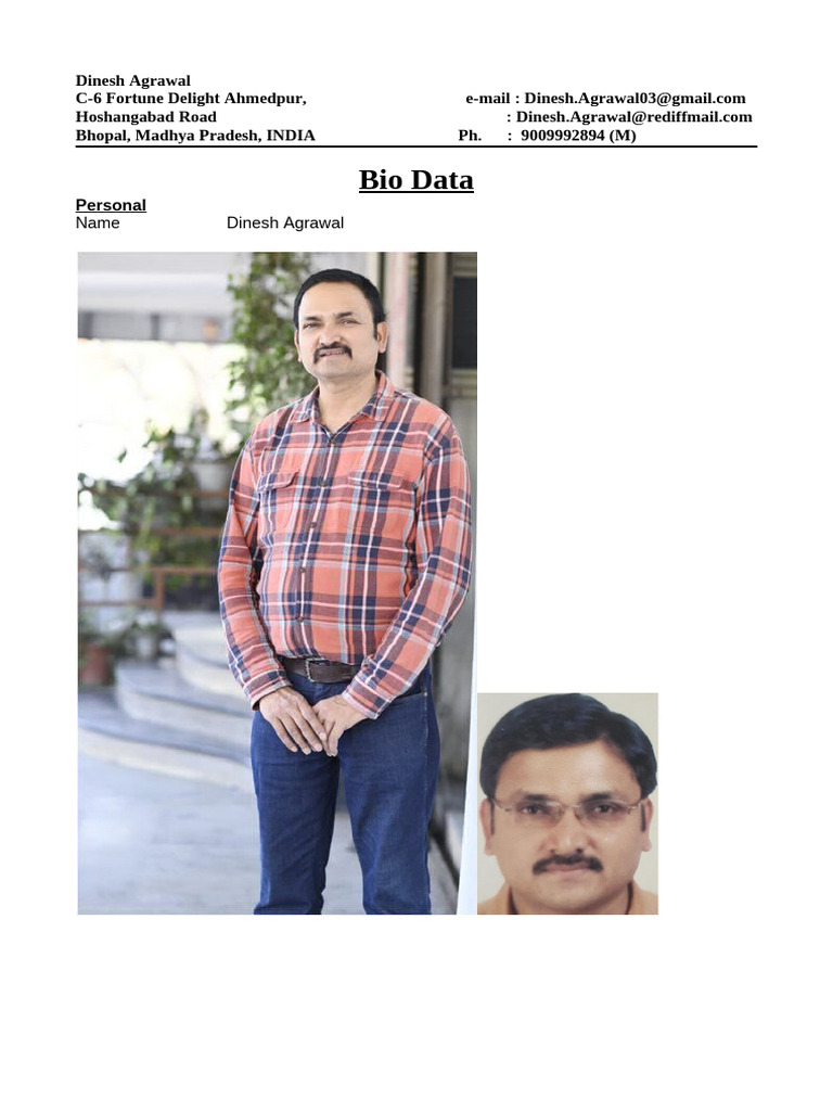 Dinesh Agrawal Bio Data | PDF
