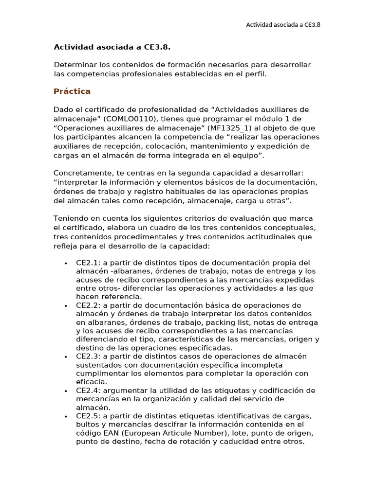 Práctica: Actividad Asociada A CE3.8 | PDF