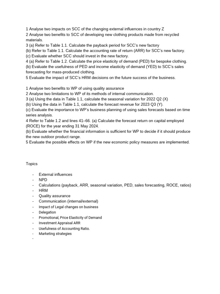 Business Exam Questions | PDF