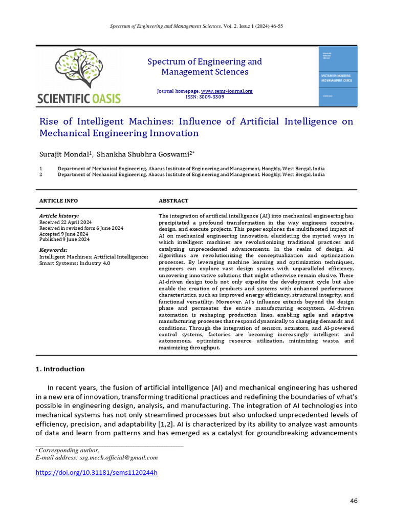 AI's Impact on Mechanical Engineering | PDF | Artificial Intelligence ...