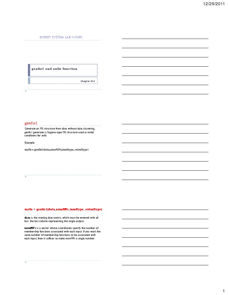 Expert System Lab Work Genfis1 And Anfis Function Pdf Array Data Structure Areas Of