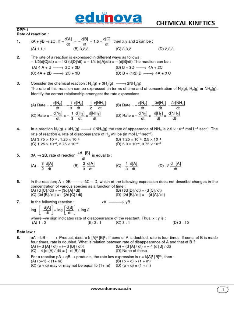 12th Chemistry_Chemical Kinetics [10.04.2024] | PDF | Reaction Rate ...