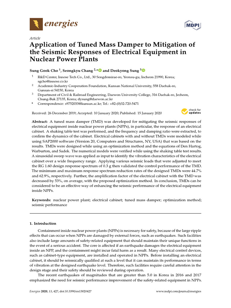 TMD for Seismic Protection in NPP Cabinets | PDF | Spectral Density ...