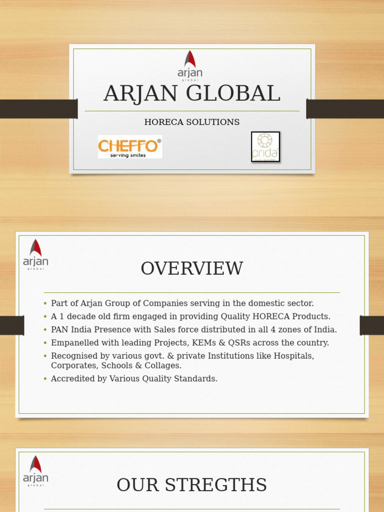Arjan Global Horeca Solutions - Corporate | PDF