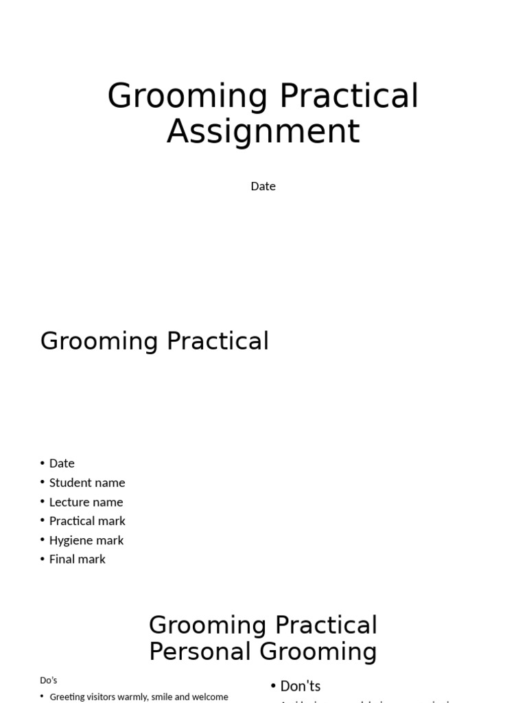 Grooming Practical Assignment Guide | PDF