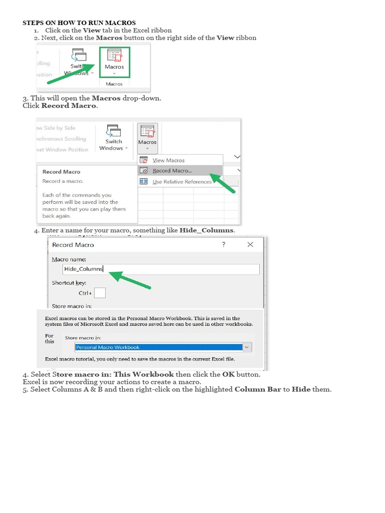 STEPS ON HOW TO RUN MACROS | PDF