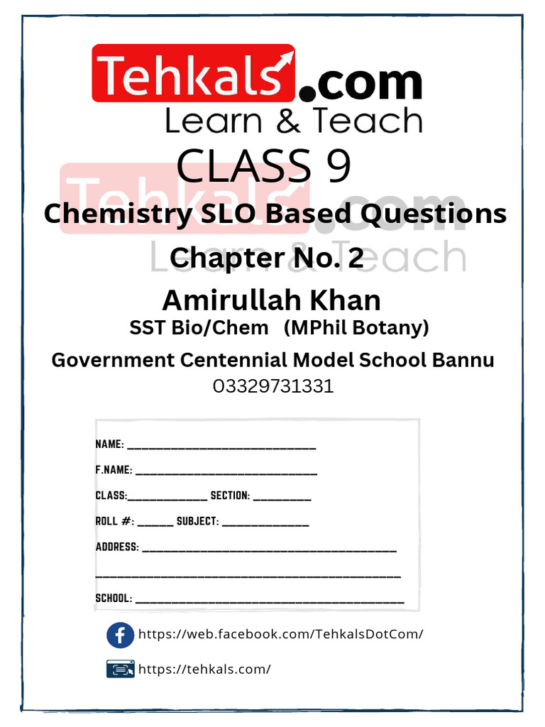 Chemistry Class 9 SLO CH # 2 | PDF