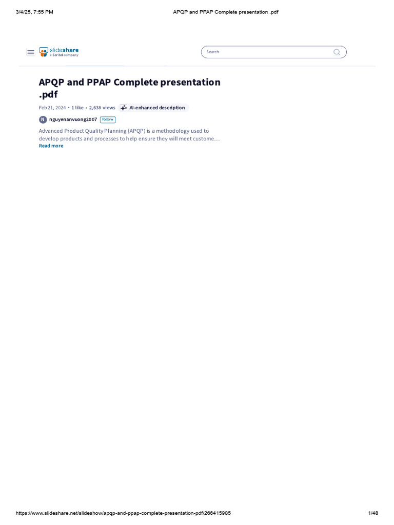 APQP and PPAP Complete Presentation | PDF | Reliability Engineering | Verification And Validation