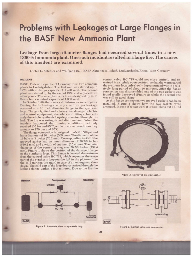 5 Problems With Leakages at Flanges in The BASF New NH3 Plant | PDF