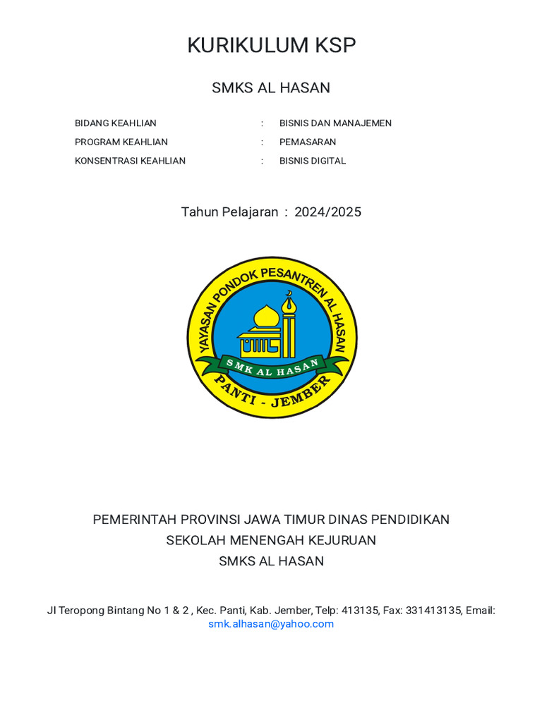 Kurikulum Pemasaran SMK Al Hasan | PDF