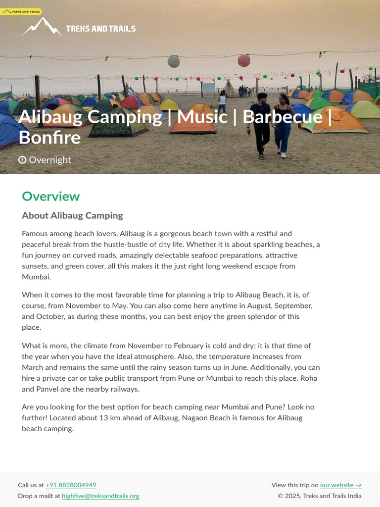Alibaug Camping - Music - Barbecue - Bonfire | PDF | Camping