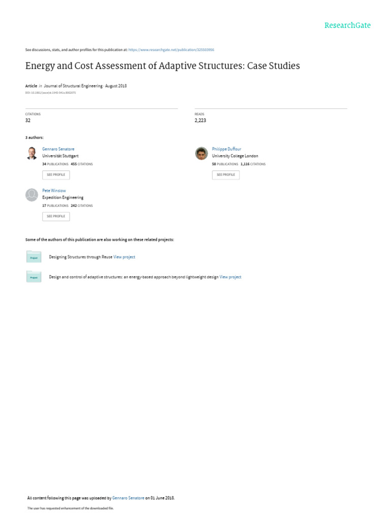 Energy and Cost Assessment of Adaptive Structures: Case Studies | PDF | Beam (Structure) | Bridge