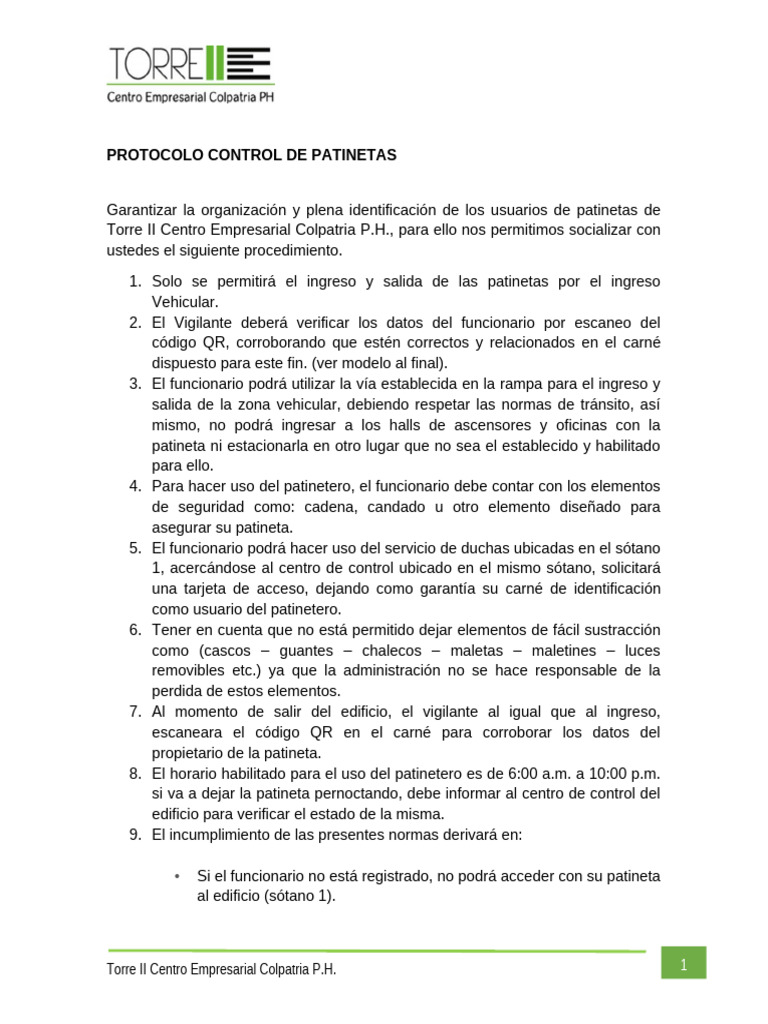 Protocolo Control de Patinetas 2025 | PDF