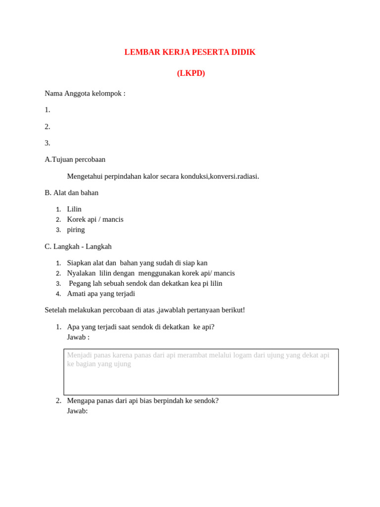 LEMBAR KERJA PESERTA DIDIK pm1 | PDF