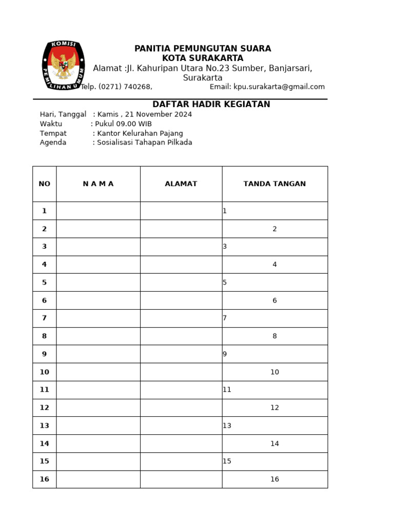 Daftar HAdir Uji Publik DPS | PDF