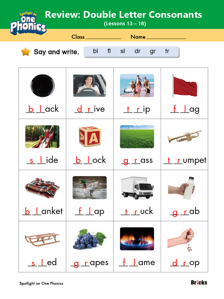 Spotlight On One Phonics - Review - Double Letter Consonants - Answer ...