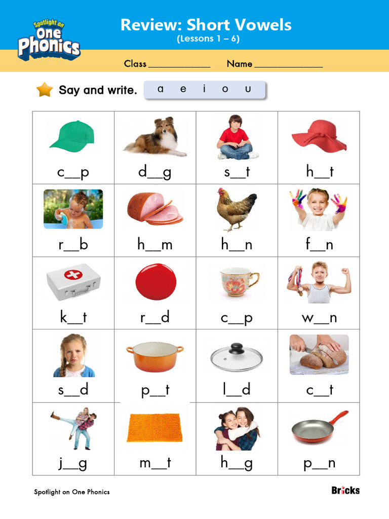 Short Vowel Phonics Review Worksheet | PDF | Reading (Process ...