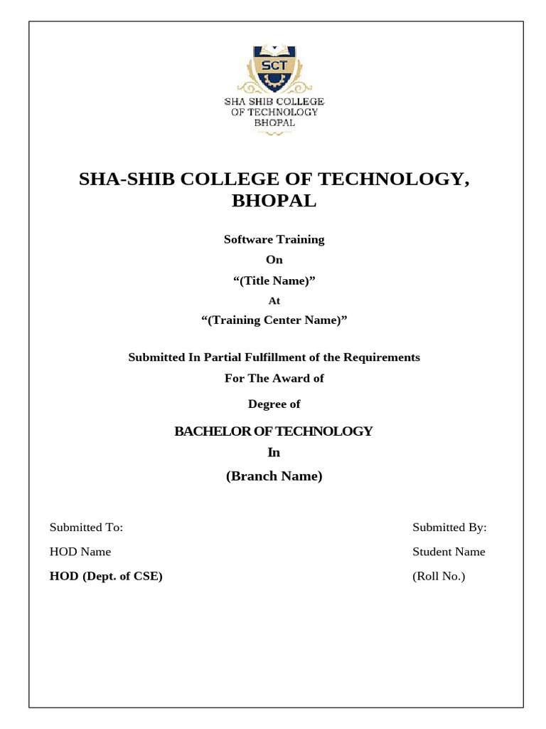 Format For Training Report Pdf