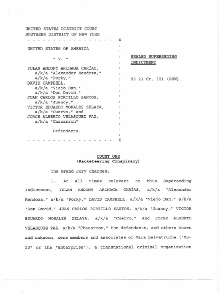 U.S. v. Archaga Carias Et Al Superseding Indictment | PDF