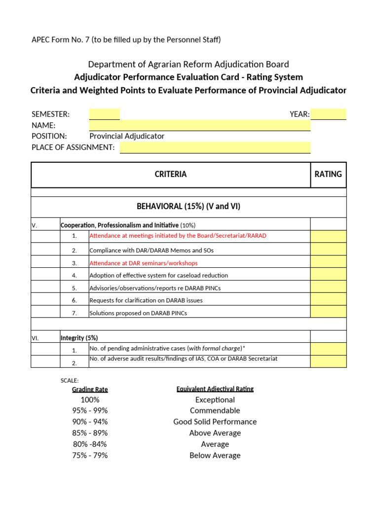 Apec FORM 7-ROCKY | PDF