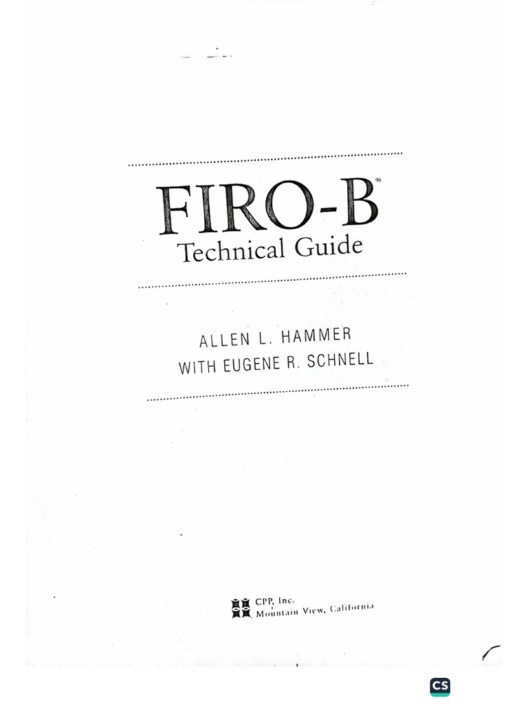 FIRO B Manual | PDF