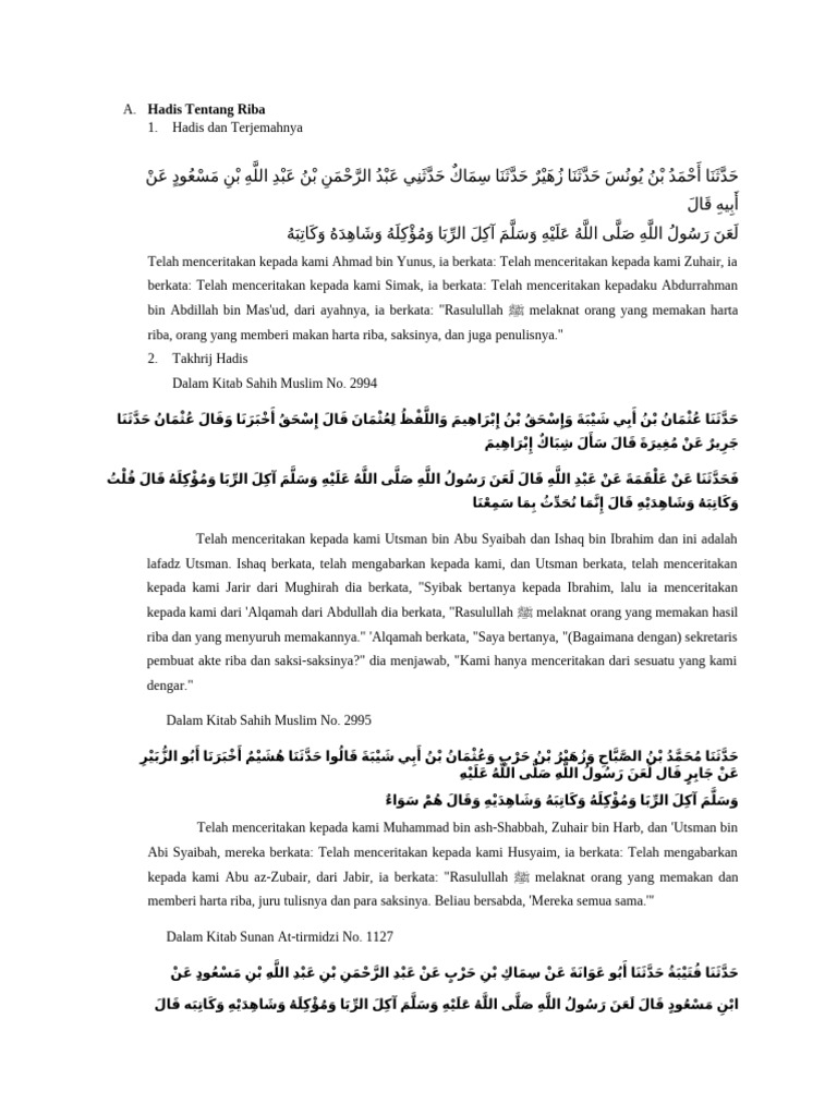 Hadis Shahih Tentang Riba | PDF