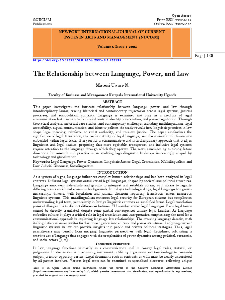 Language, Power, and Law Interconnections | PDF | Linguistics ...