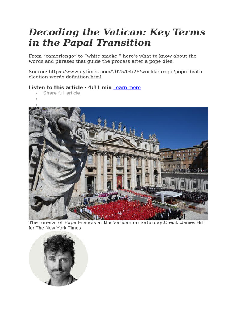 Key Terms for Papal Transition | PDF | Pope | Vatican City People