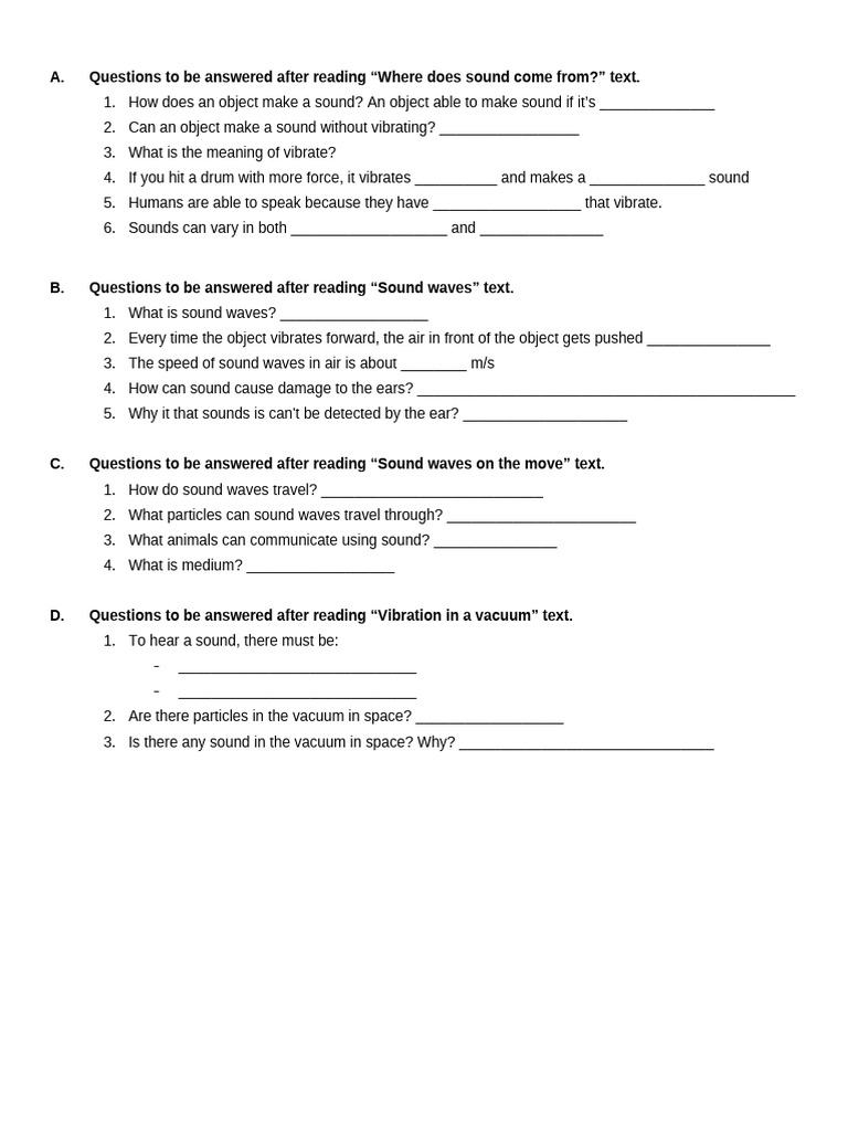 Questions To Be Answered After Reading | PDF