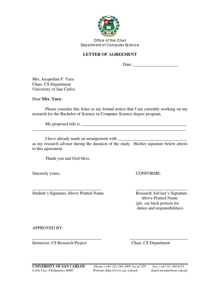 Letter of Agreement | PDF | Thesis | Business