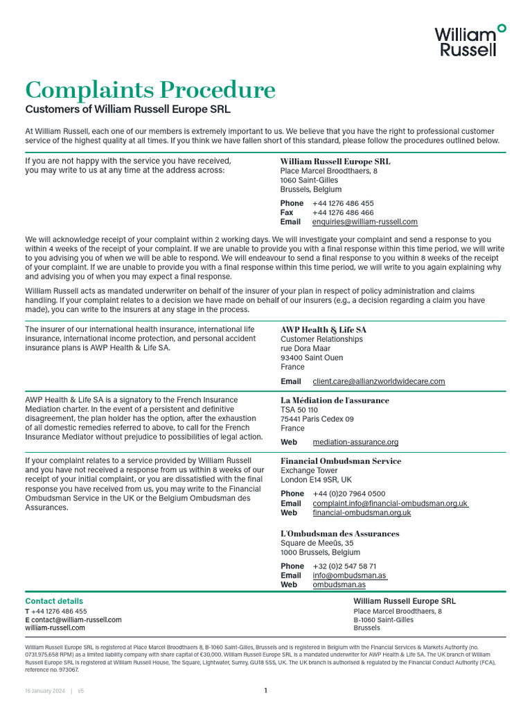WRE - Complaints - Procedure | PDF | Financial Services | Business Law