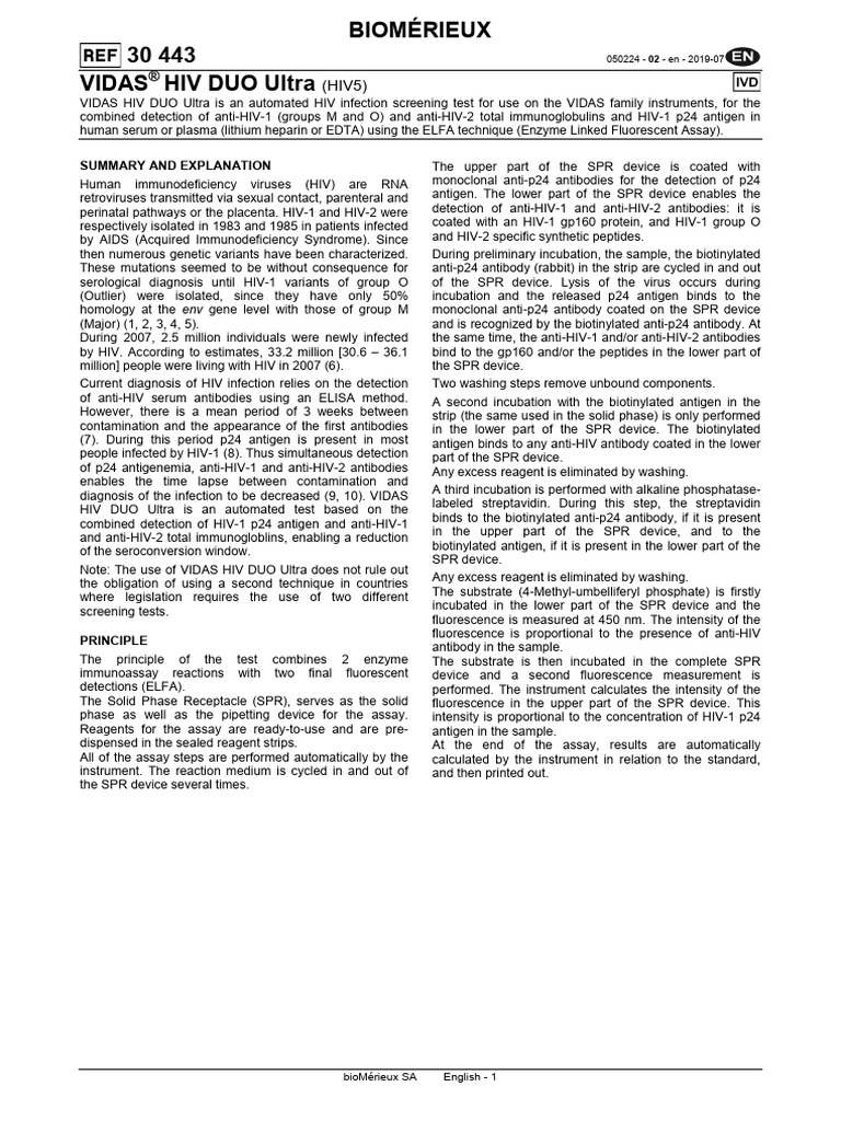 Package Insert - HIV DUO ULTRA - 050224-02 - en - 30443 | PDF ...
