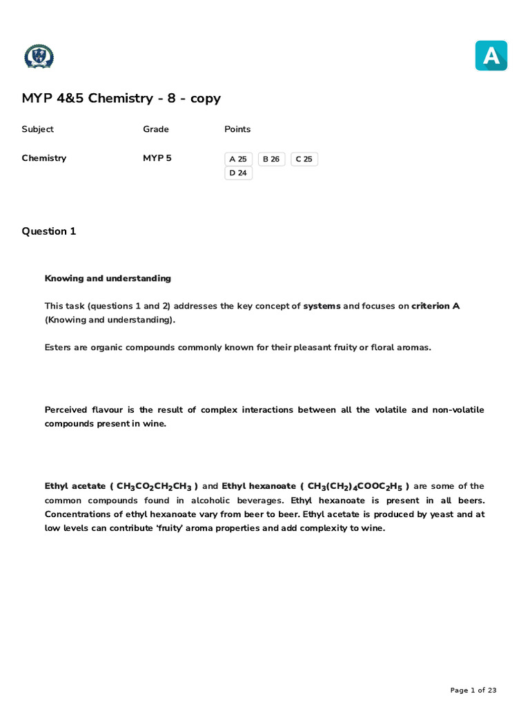MYP 4&5 Chemistry Overview | PDF | Redox | Anode