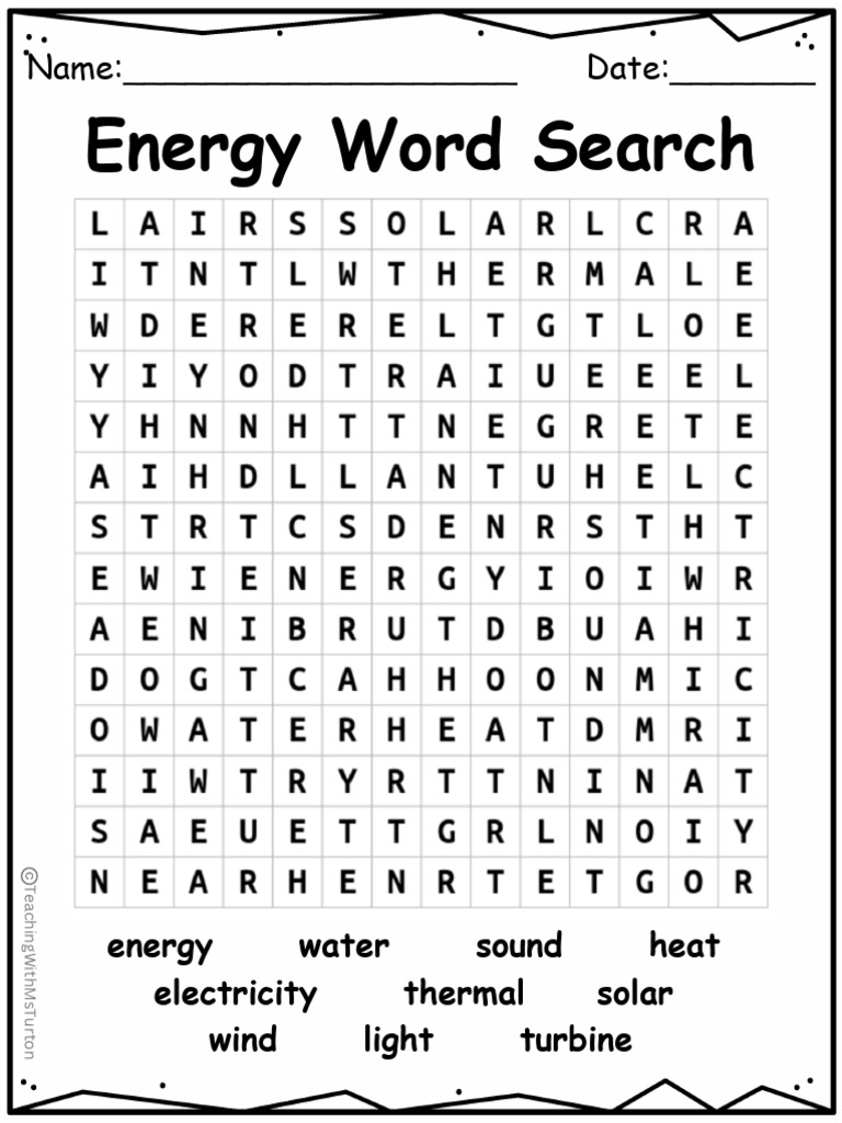 Energy Word Search Puzzle | PDF