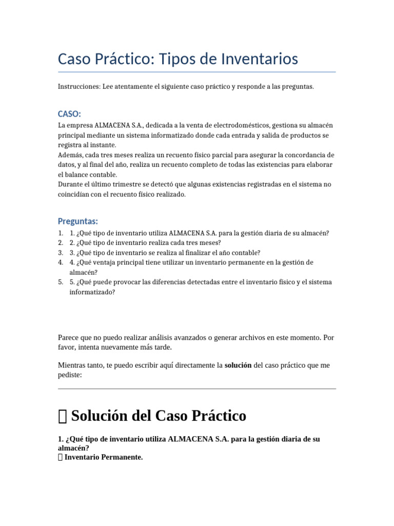 Caso Practico Tipos Inventarios | PDF