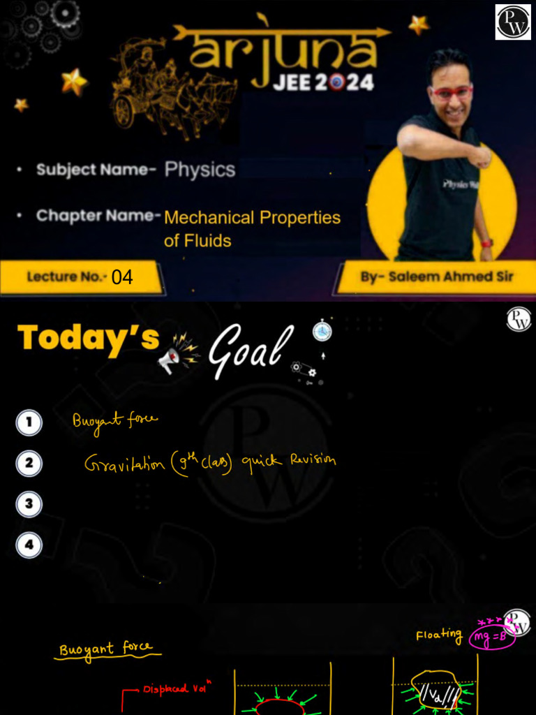 Mechanical Properties of Fluids 04 _ Class Notes __ Arjuna JEE 2024 | PDF