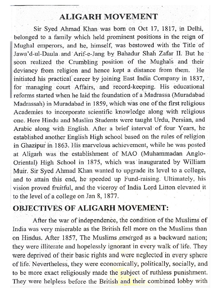 Aligarh Movement | PDF