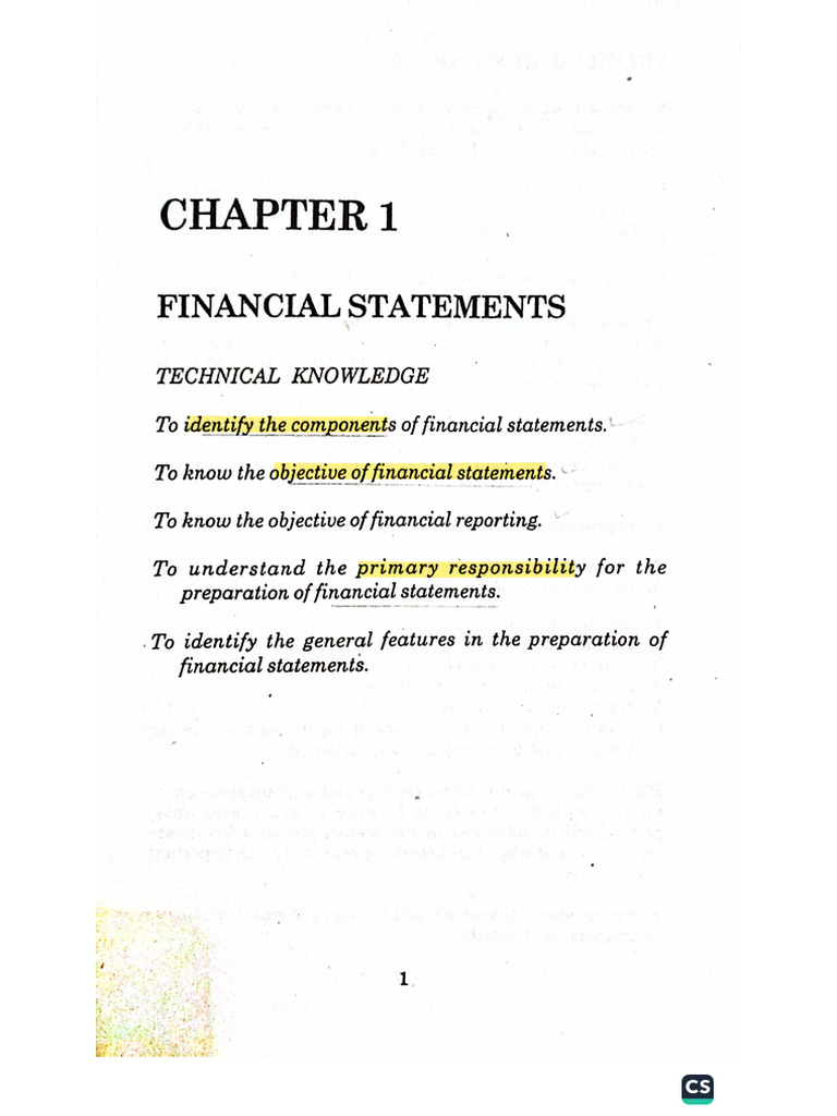 Chap1-FINANCIAL STATEMENTS | PDF