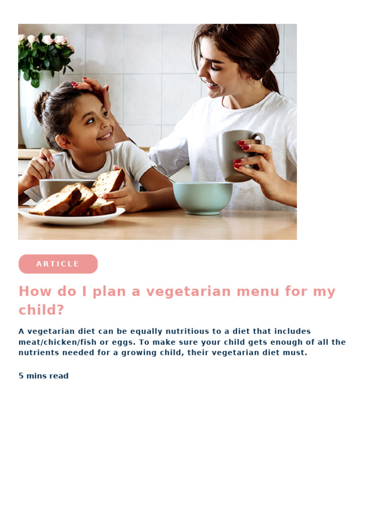 How Do I Plan A Vegetarian Menu For My Child | PDF | Foods | Nutrition
