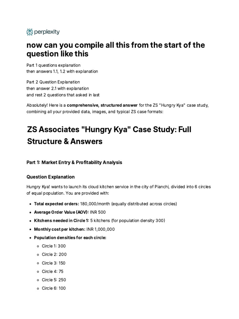 ZS Associates: Hungry Kya Case Study Insights | PDF | Business ...