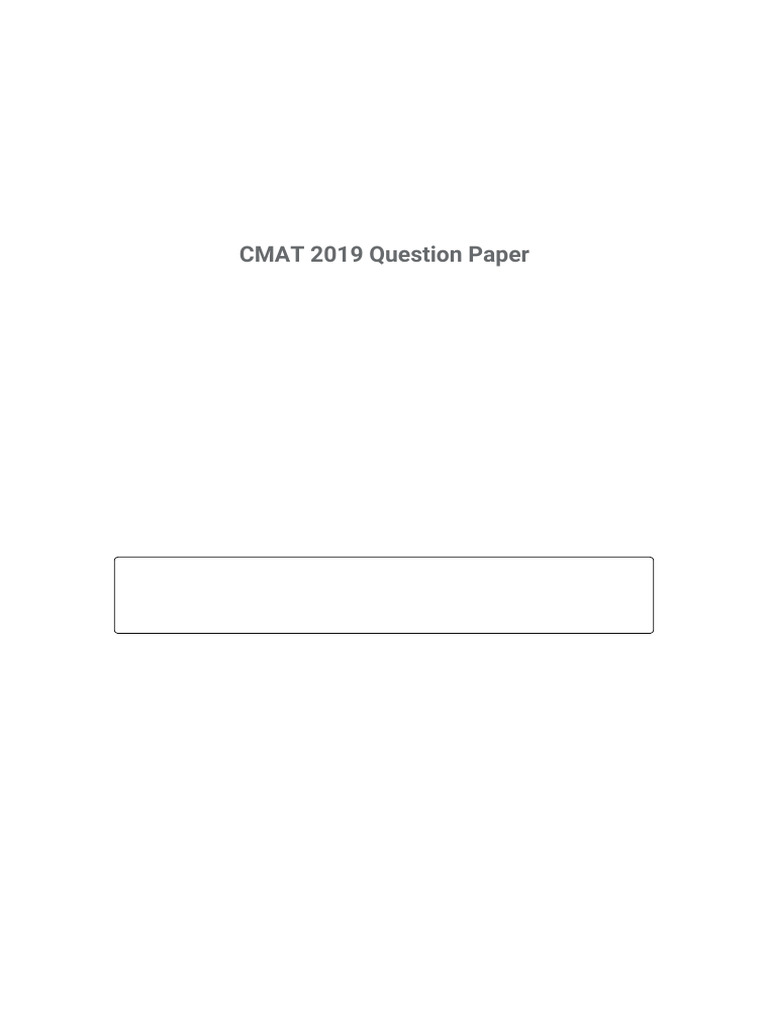 CMAT 2019 Question Paper Solutions | PDF | World Trade Organization ...