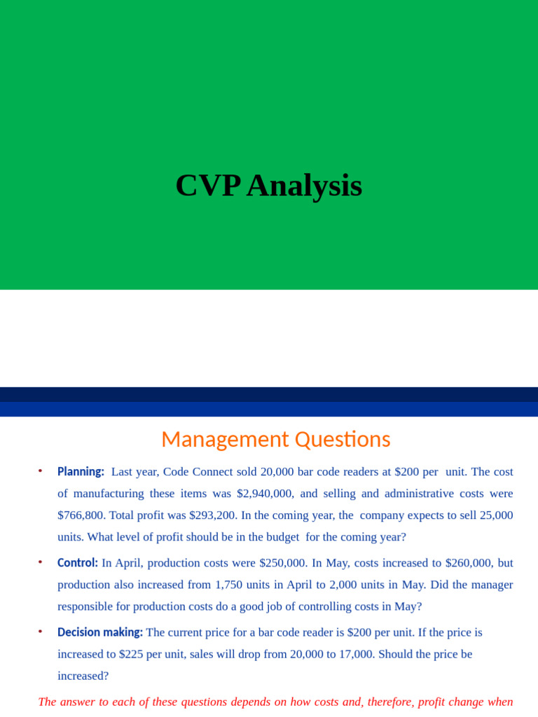 Session 6 7 CVP Analysis | PDF | Economics | Pricing