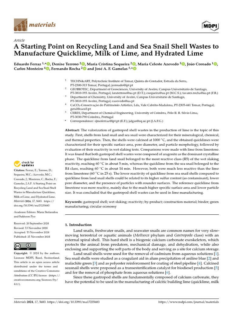 A Starting Point On Recycling Land and Sea Snail Shell Wastes To ...