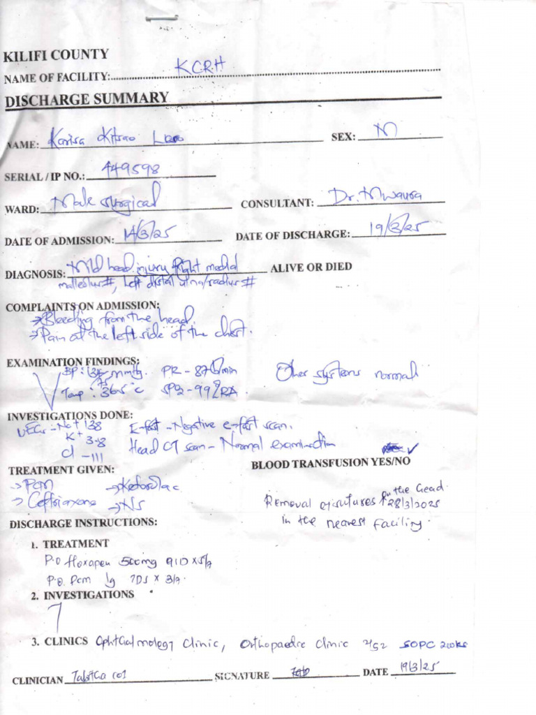Karisa Leso Kitsao Medicall Report | PDF