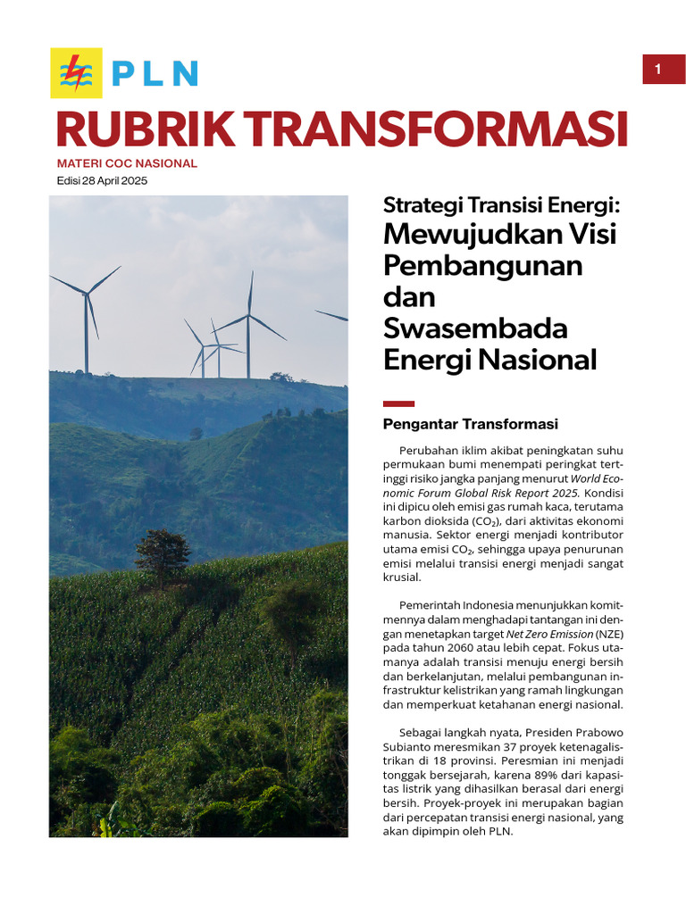 Materi CoC Nasional - Rubrik Transformasi - Strategi Transisi Energi-1 | PDF