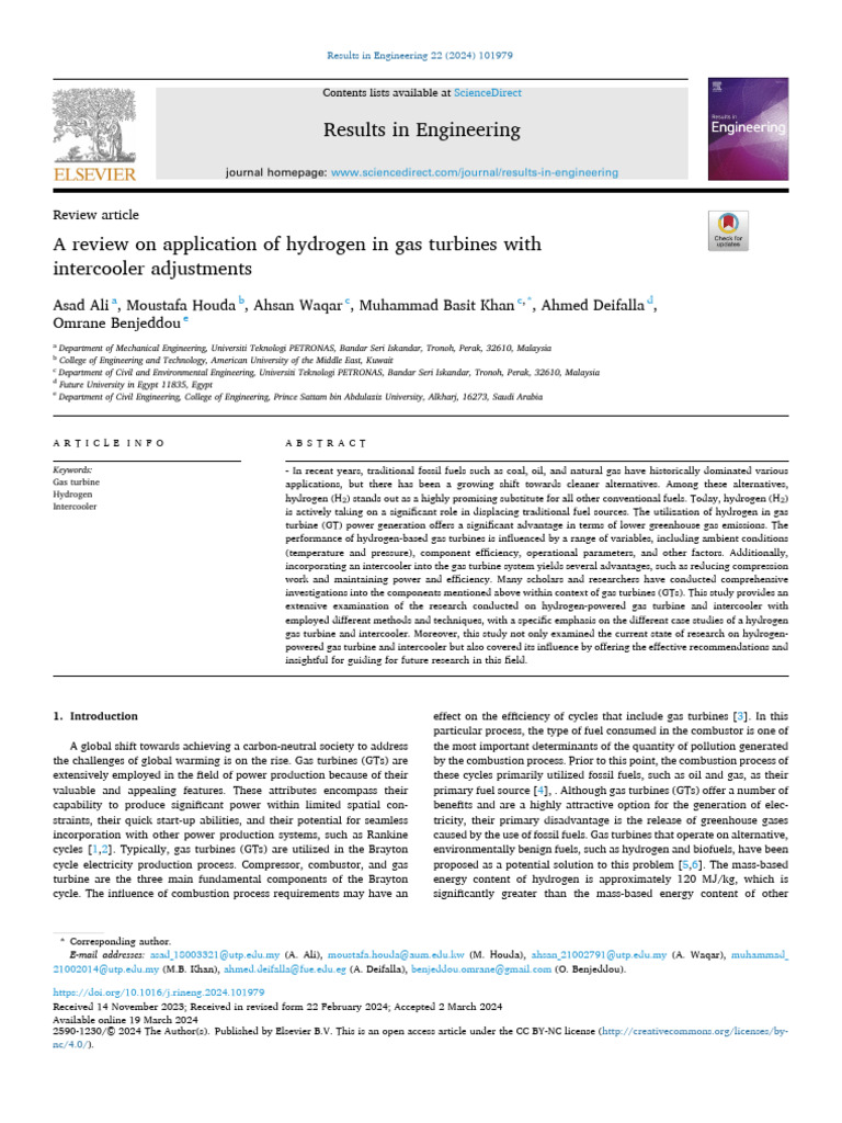 Hydrogen in Gas Turbines: Intercooler Insights | PDF | Gas Turbine ...