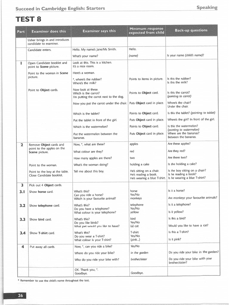 Succeed Starters 2018 - 8 Practice Tests - Audio Scrips | PDF