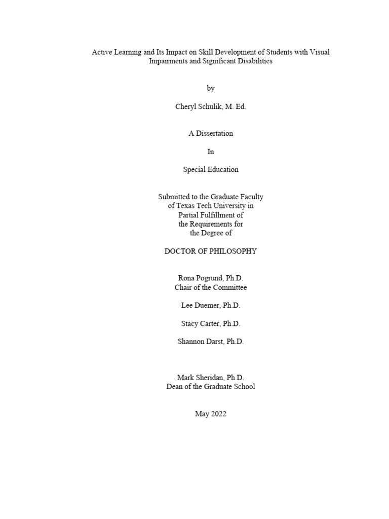 Schulik Dissertation 2022 | PDF | Special Education | Learning